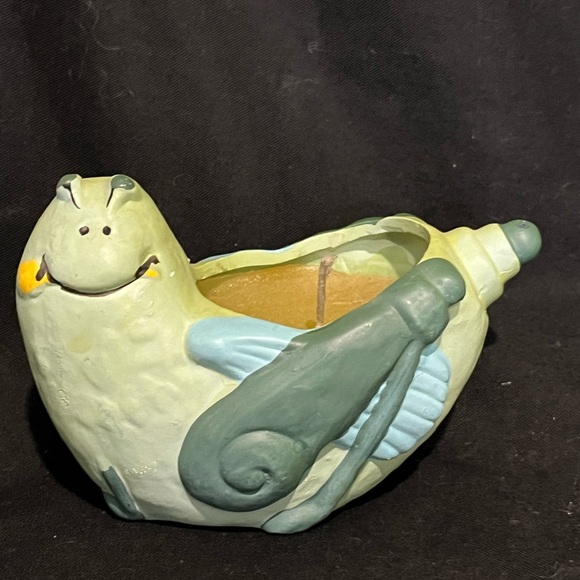 Colonial Candle | Accents | Green And Cream Ceramic Slug Candle Holder ...